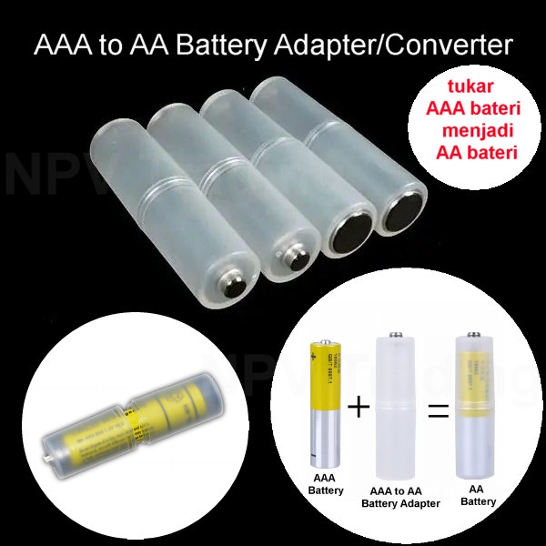 (4pcs) AAA to AA Battery Adapter/Converter | tukar bateri AAA menjadi ...