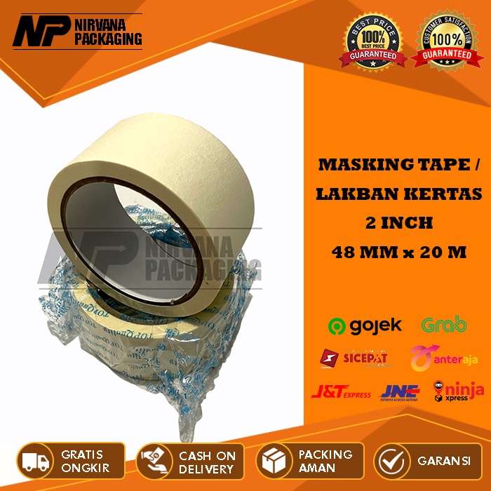 Masking TAPE / PAPER duct TAPE 2 INCH - 48 MM X 20 METER FULL BEST ...