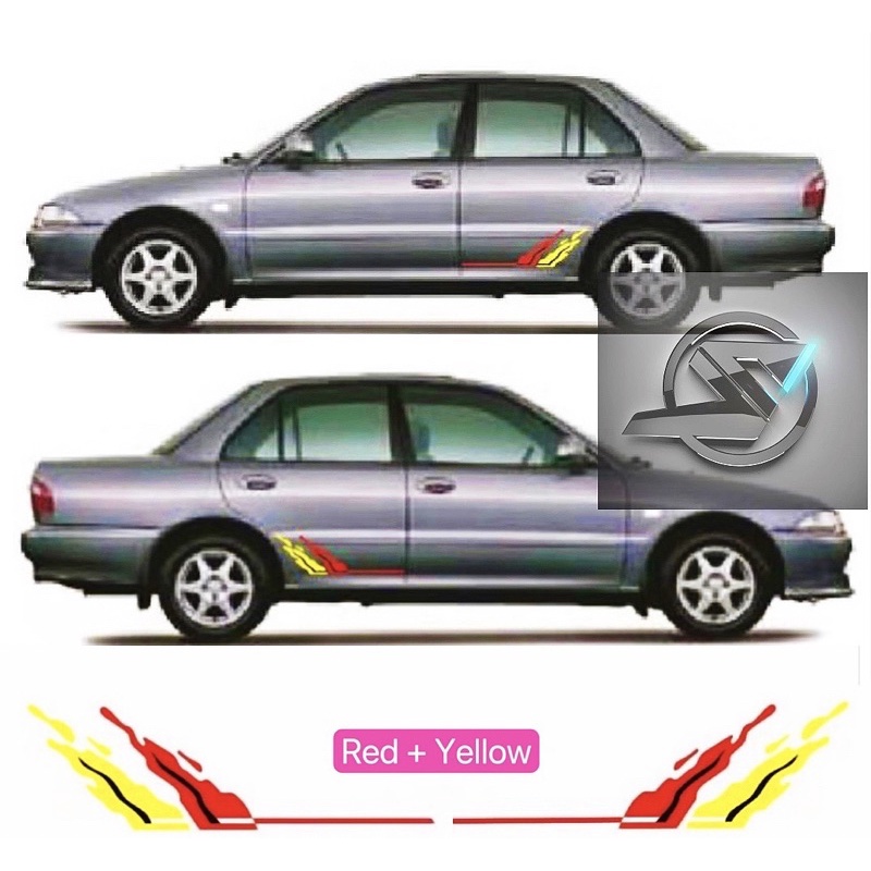 (Ready Stock) S511# 2pcs PROTON WIRA Side Stripe Fire Car Body Sticker ...