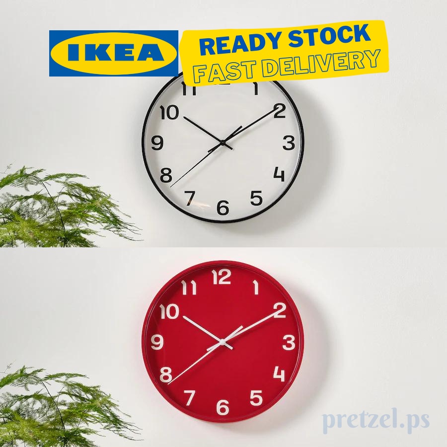IKEA PLUTTIS Wall clock, black, red, 28 cm / jam dinding | Shopee Malaysia
