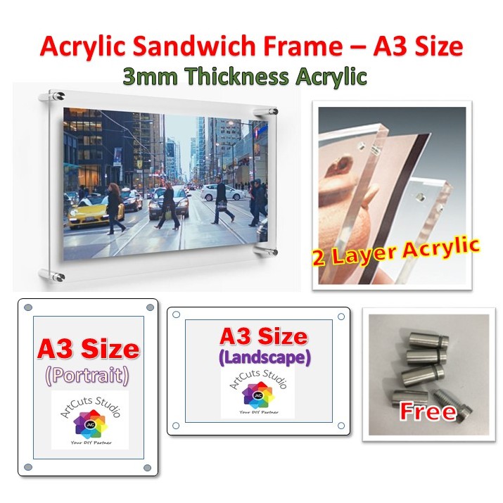 Acrylic Poster Wall Display Frame Fit A3 size poster certificate Home ...