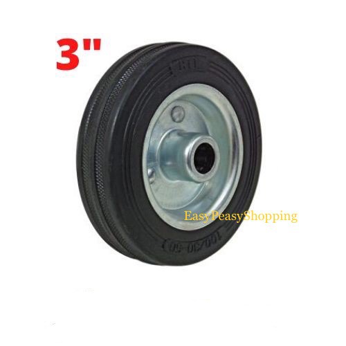 Black Solid Rubber Caster / 3,4,5 Inch Roller Bearing Single Wheel ...
