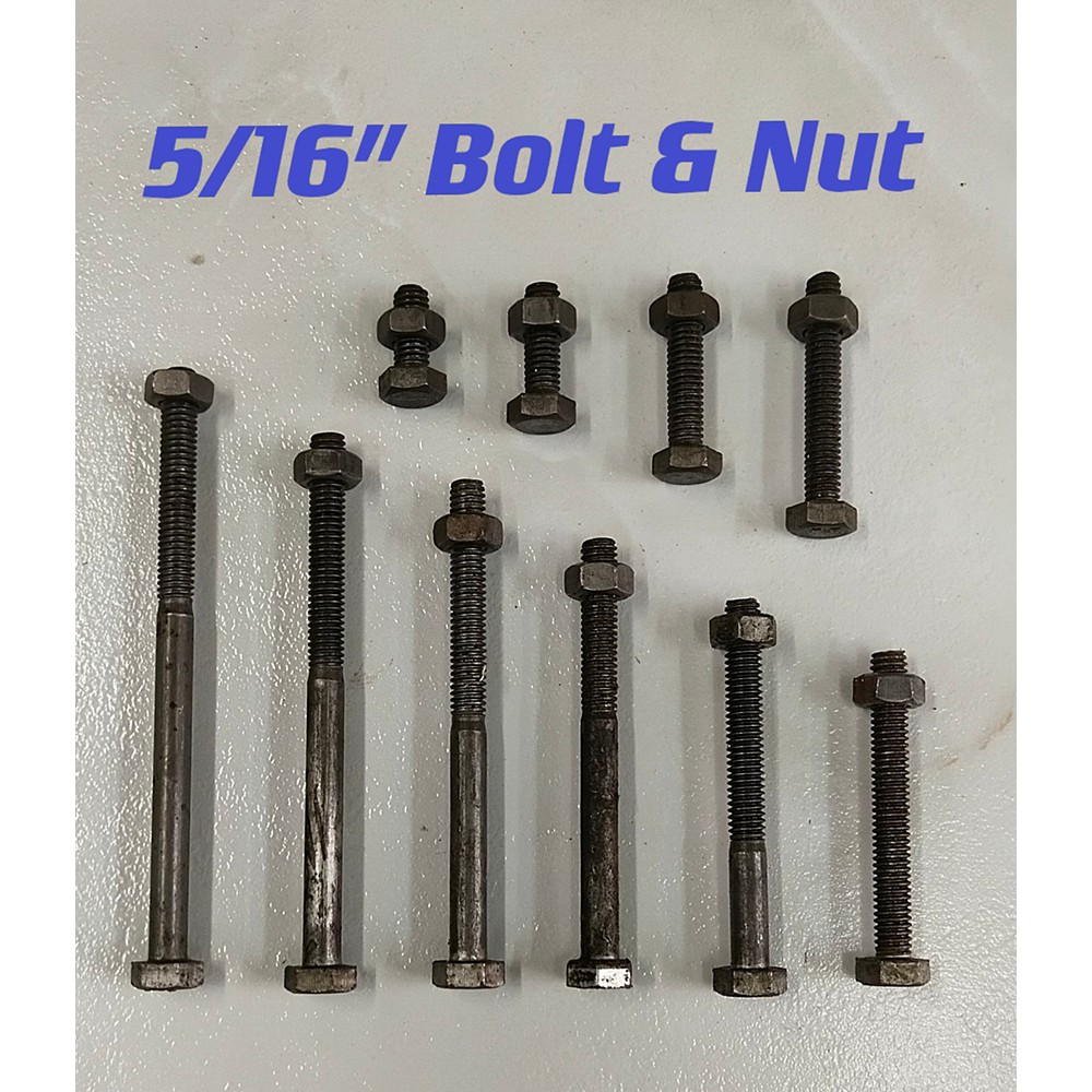 1 pcs 5/16" Fully & Partially Threaded Galvanized Hex Head Screw Bolt ...