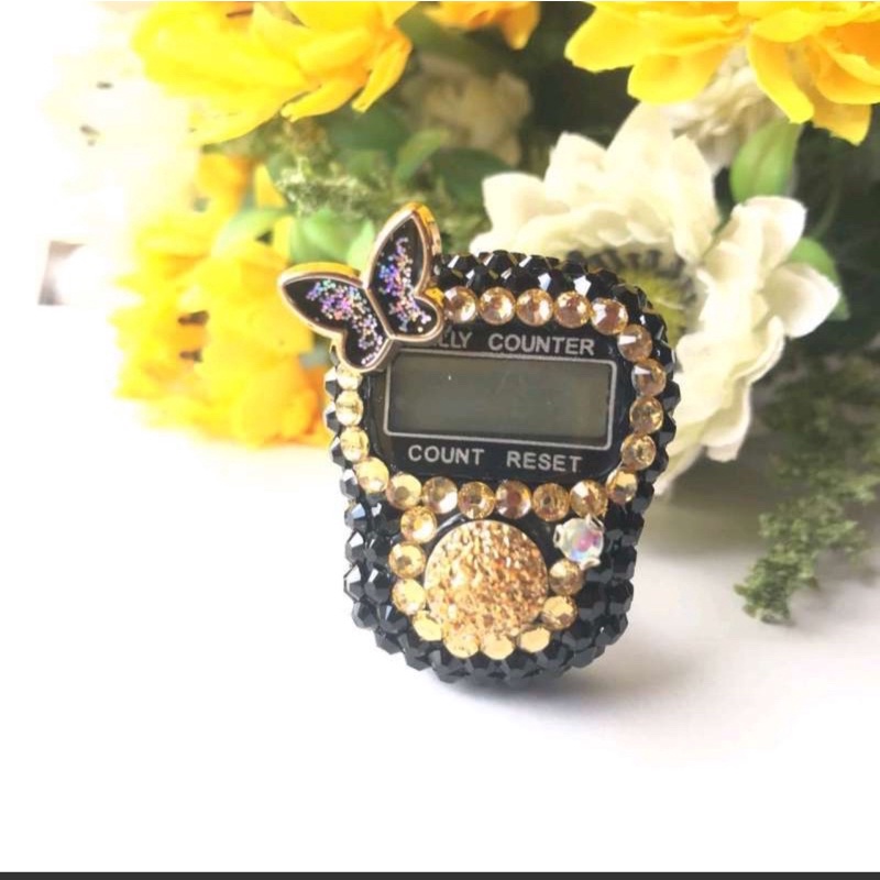 HITAM PUTIH Digital tasbih blink butterfly black gold digital tasbih ...