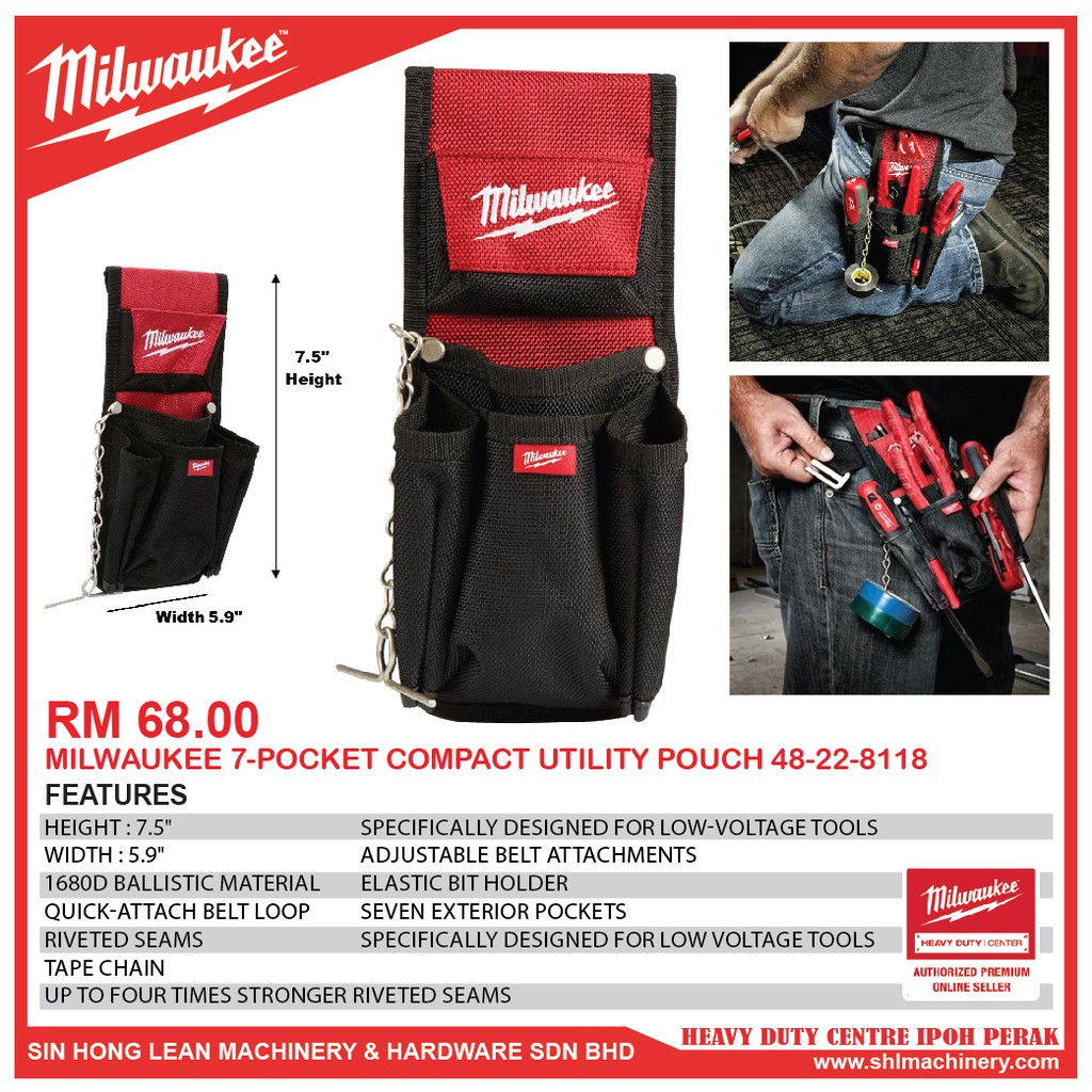 MILWAUKEE 7-POCKET COMPACT UTILITY POUCH 48-22-8118 | Shopee Malaysia