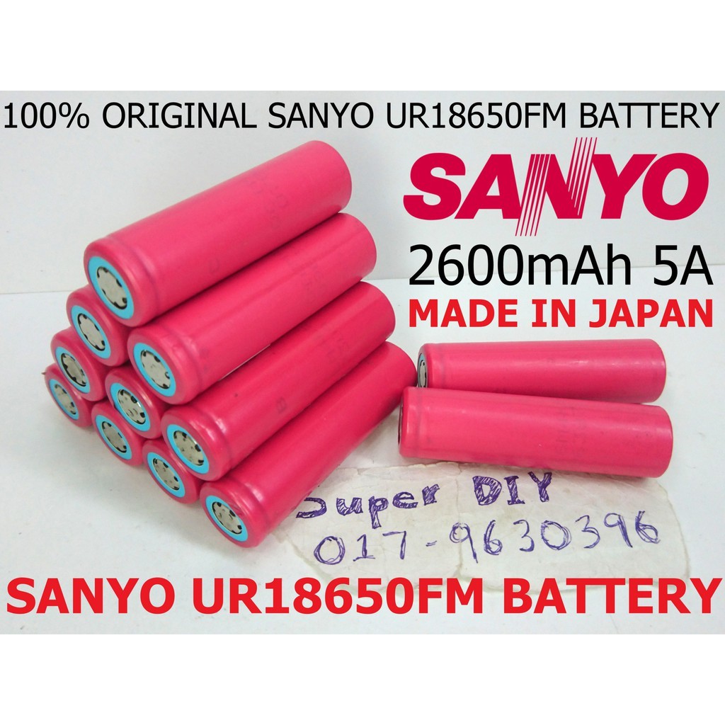 SANYO UR18650FM 3.7V 4.2V 2600mAh lithium ion Li-Ion Rechargeable 18650 ...