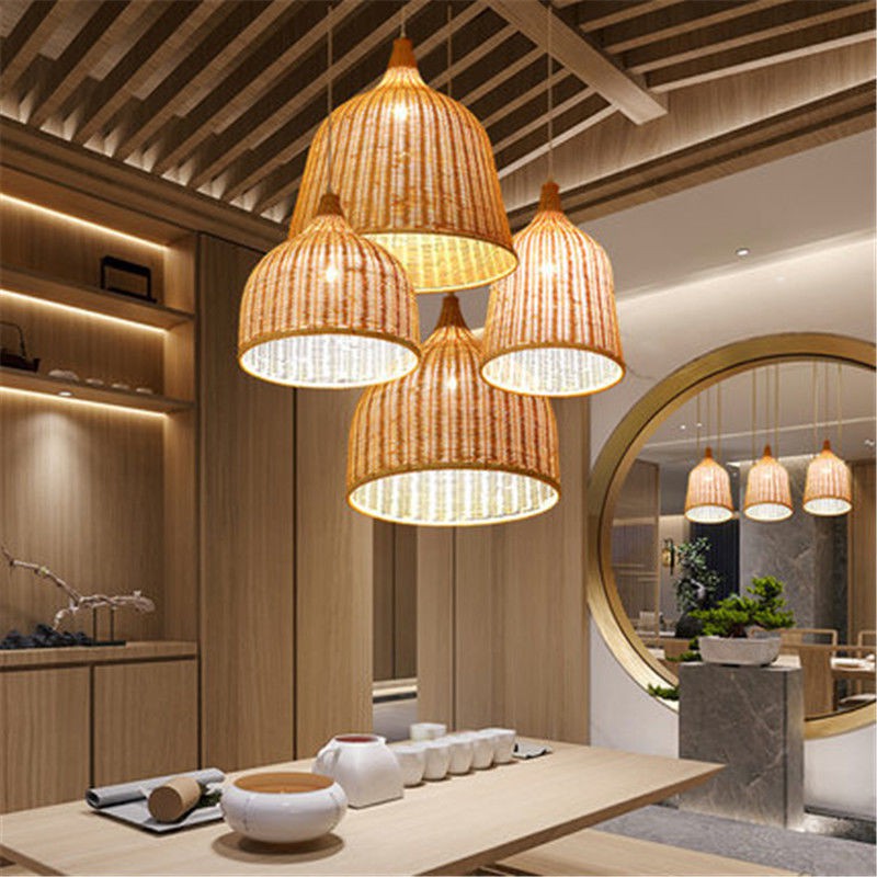 RATTAN CHANDELIER BAMBOO PENDANT LIGHT RETRO ZEN JAPANESE LAMPU GANTUNG ...