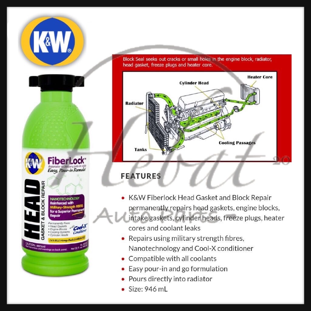 K&W Fiberlock Head Gasket & Block Repair 946ml ( Replacement of CRC ...