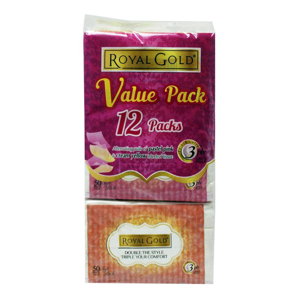 Royal Gold Facial Tissue Value Pack 3ply (50 sheets x 12 packs ...