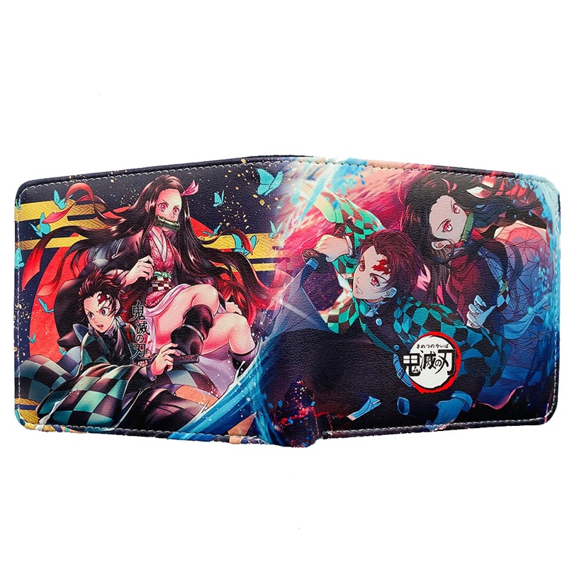 Cartoon Anime Demon Slayer Leather Short Purse With Coin Pocket Card ...
