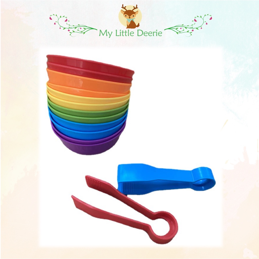 Rainbow Colour Mini Bowls & Clips Colour Sorting Matching Educational ...