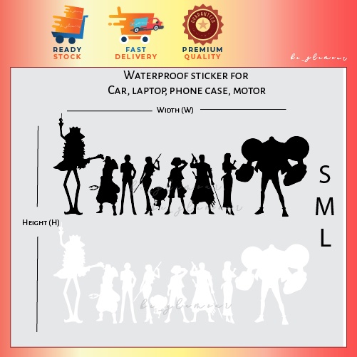 [D4] One Piece Mugiwara Crew Car Sticker Reflective Stiker Strawhat ...