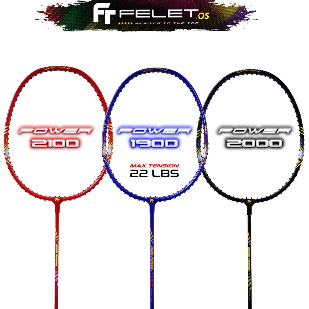 FELET 1900, 2000, 2100 Power Badminton Racket MAX TENSION 22 LBS ...