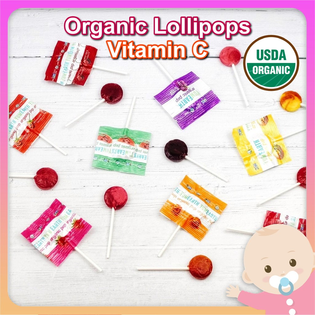 YUMEARTH Organic Pops Lollipops Fruits Vitamin C Candy Kids Family ...