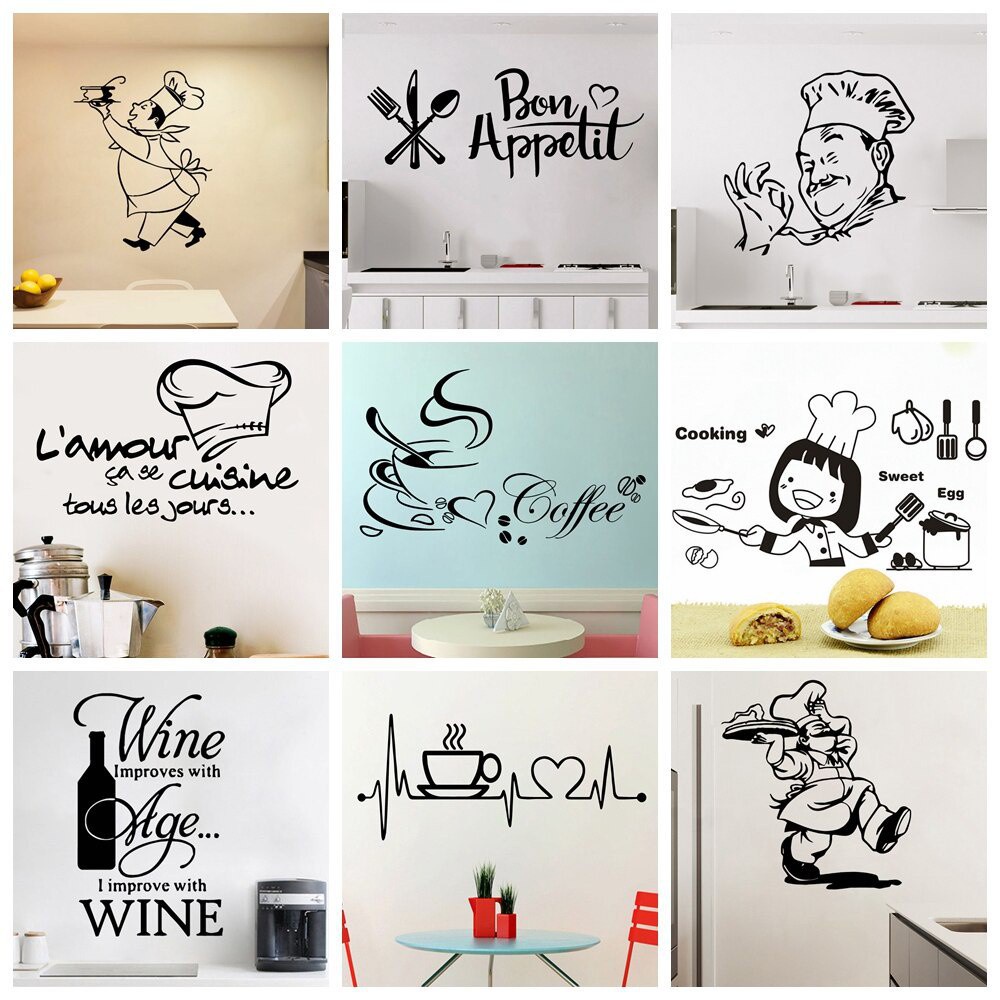 Funny Chief Cook Waterproof Vinyl Wall Sticker For Kitchen Dining Room ...