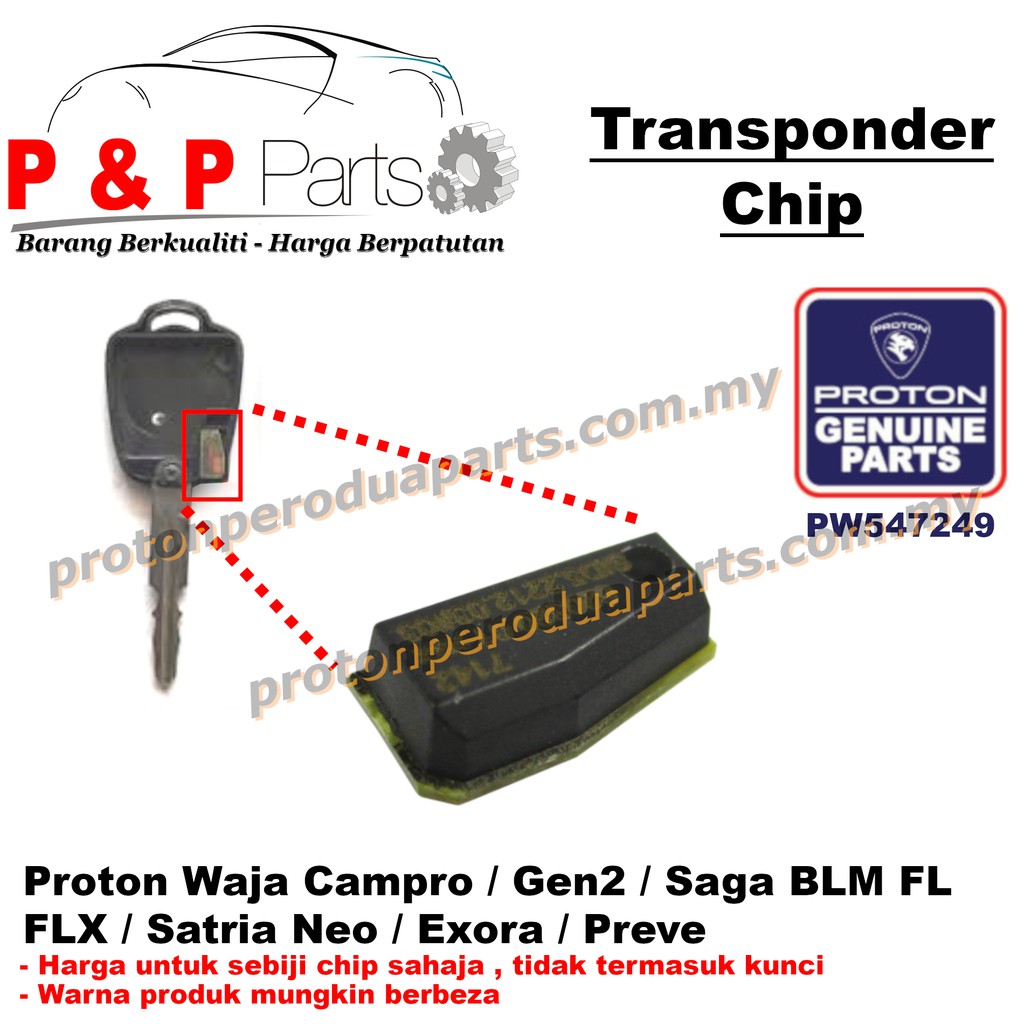 Transponder Immobilizer Chip Remote Car Key Kunci - Proton Gen 2 Waja ...