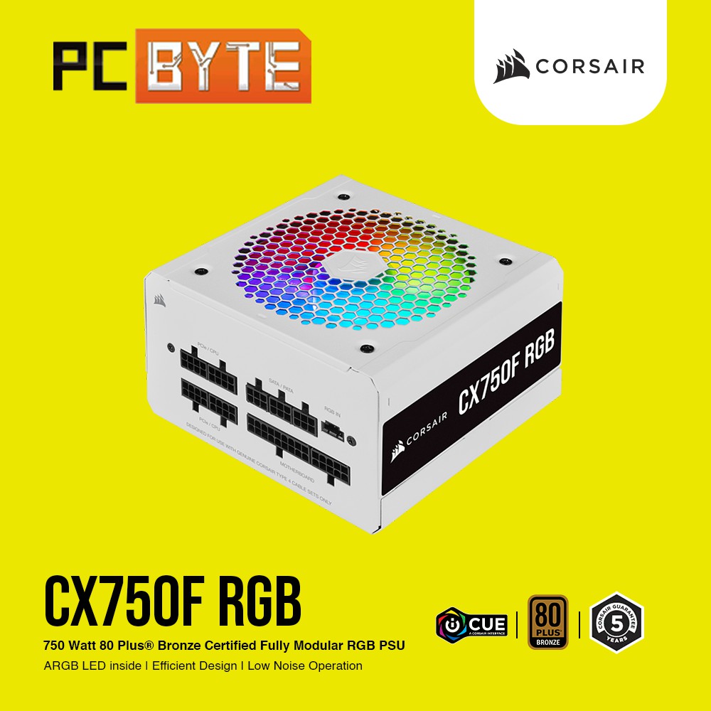 Corsair CX Series CX750F RGB 80 Plus Bronze Certified Fully Modular PSU ...