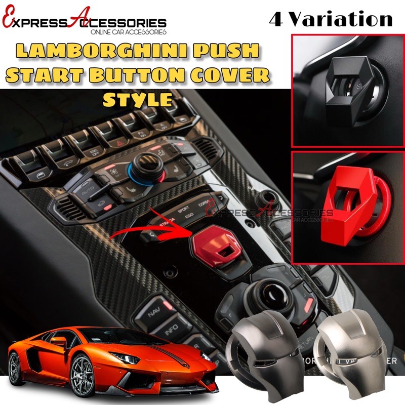 Lamborghini Design Universal Push Start Button Cover Red Black ...
