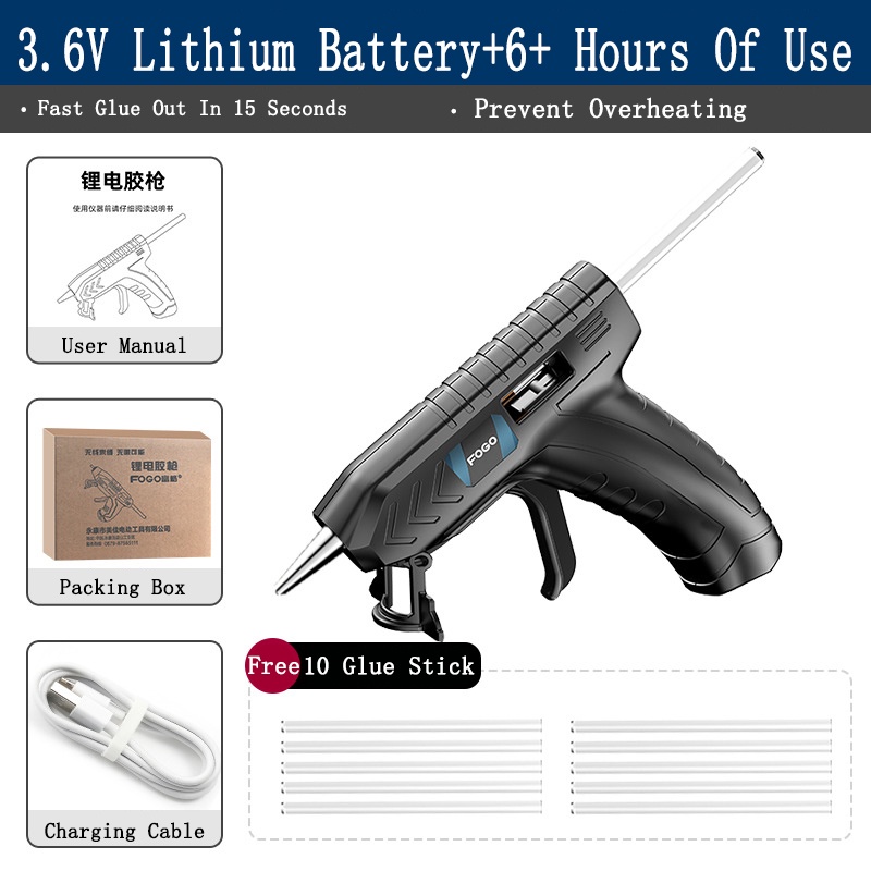 【Free Gift】Cordless hot melt glue gun machine USB rechargeable hot melt ...