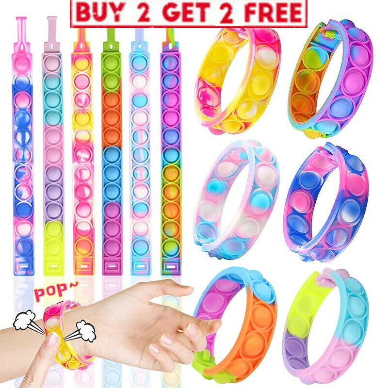 Popit Fidget Bracelet Toys Kids Dimple Wristband Push Bubble Anti ...