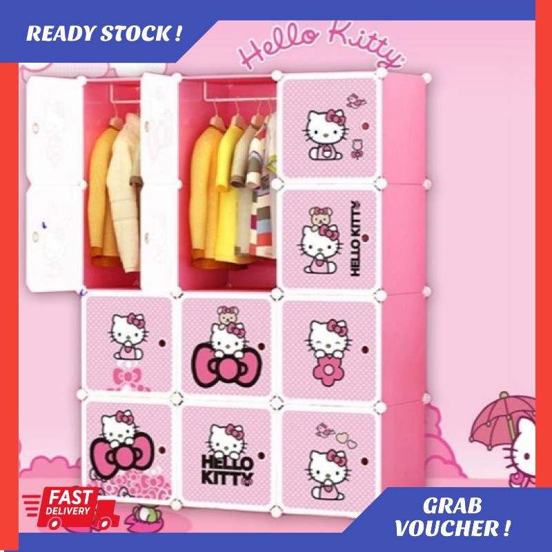 💥OFFER!!💥 HELLO KITTY 12C DIY Rack Storage Cabinet Wardrobe With Almari ...
