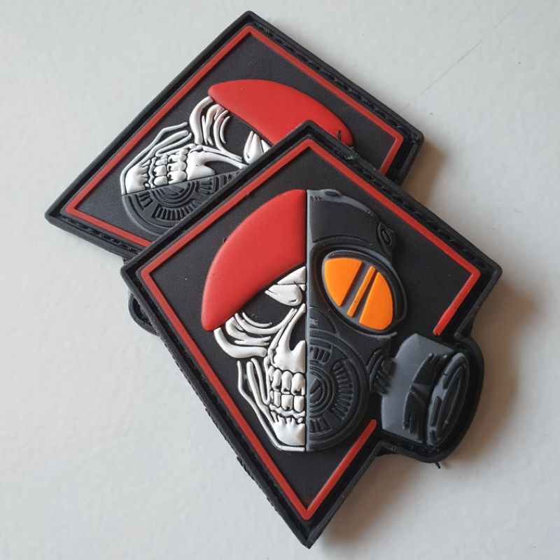 Patch RUBBER PVC LOGO KOPASSUS SKULL 3D Embossed/VELCRO RUBBER EMBLEM ...