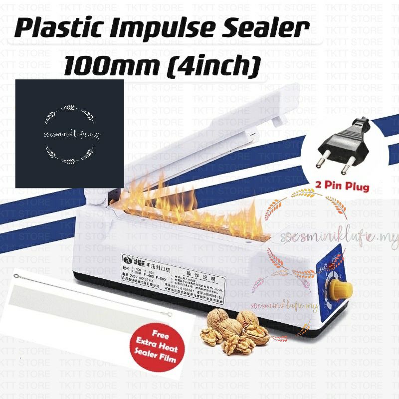 100mm Plastic Impulse Sealer Machine Laminated Plastic Seal Packaging Sealing Mesin Pelekat ...
