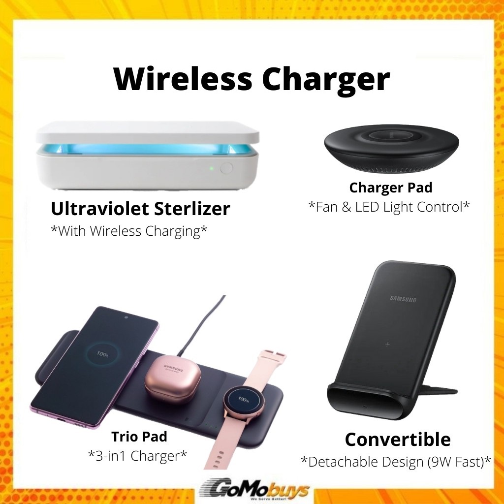 Samsung Wireless Charger (Trio Pad / Convertible / UV Sterilizer ...