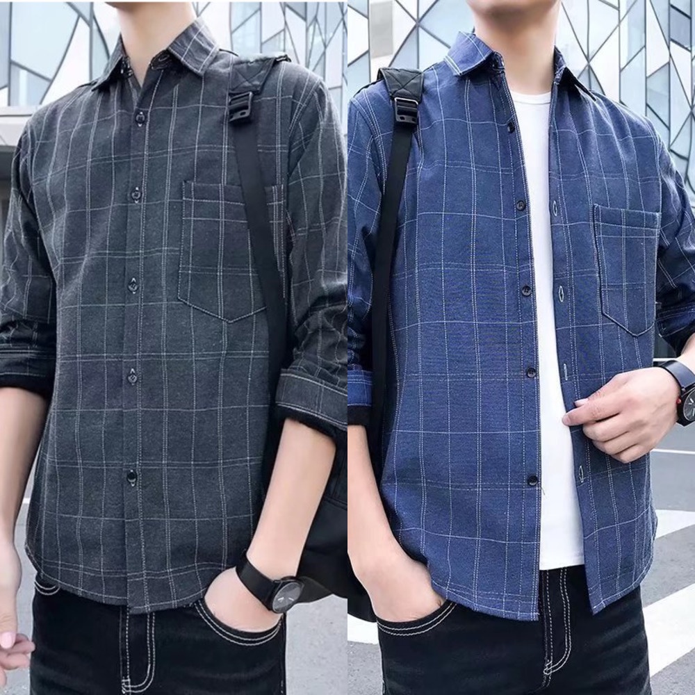 Summer Korean Style Fashion Versatile Linen Long Sleeve Shirt Men Top