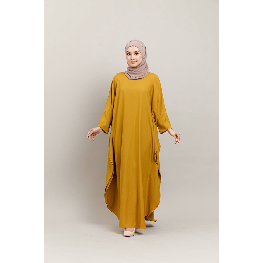 Baju Kaftan MUSTARD Murah Jubah Umrah Muslimah Moden Abaya Dress Anti ...