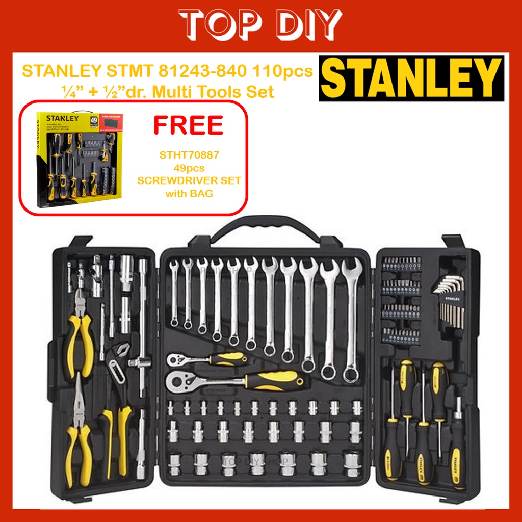 STANLEY STMT 81243-840 110pcs Stanley Tool Box Set Stanley Tool Set ...