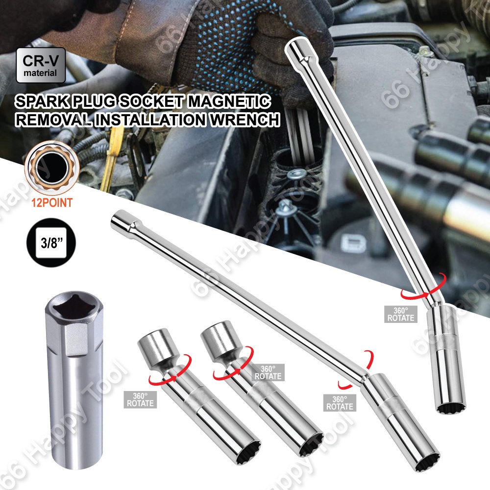 3/8" Inch 14mm/16mm Universal Spark Plug Socket CR-V 12 Points Magnetic ...