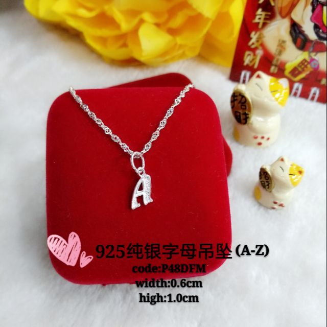 original 925 silver alphabet necklace/rantai loket huruf字母吊坠 | Shopee ...