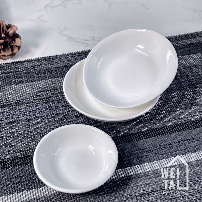 2pcs Soy Sauce Plate Ceramic White Plain Dip Plate Mini Ceramic Plate ...