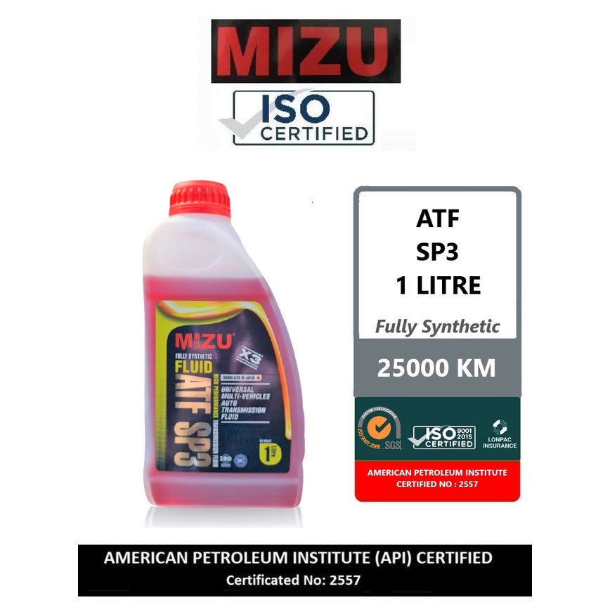 Mizu ATF SP3 (1 Litre) Fully Synthetic Minyak Gear ISO certified ...