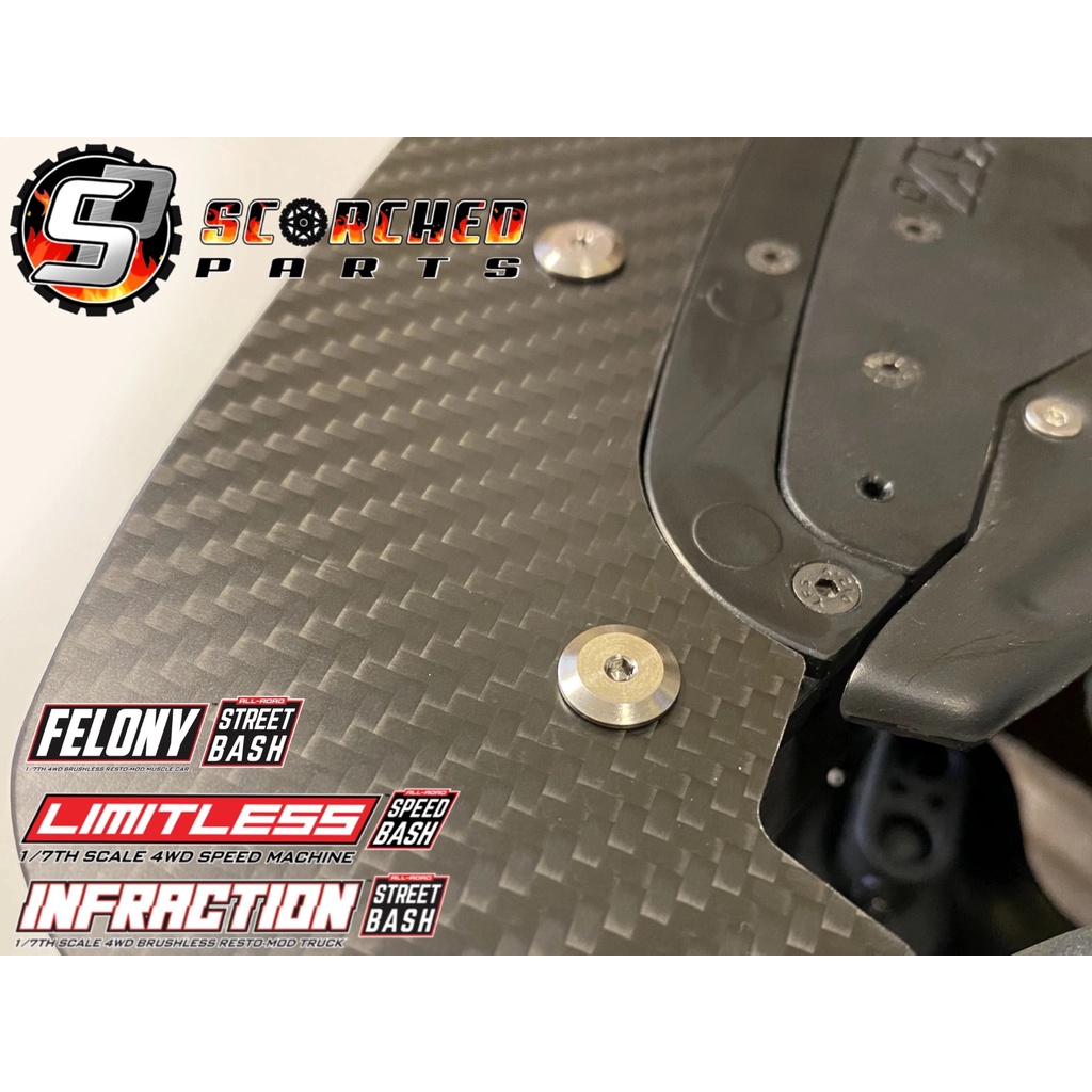 Scorched RC Front Splitter Titanium Screw & Nut Set - Arrma Infraction ...
