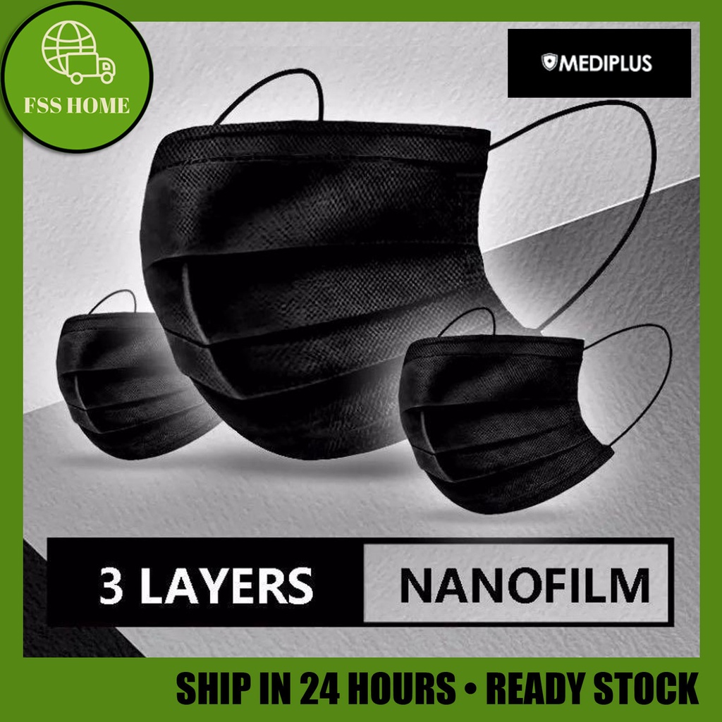 50pcs Black Face Mask Disposable Earloop 3ply Black Face Masks Civilian ...