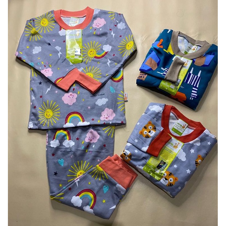 Basic Pajamas (3-Set Contents) Velvet Junior | Shopee Malaysia