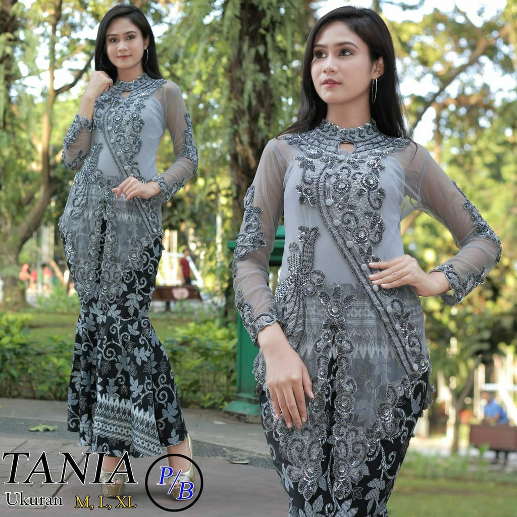 Modern Kebaya Suit, Sequin Graduation Kebaya Set, Gray Mermaid Batik ...
