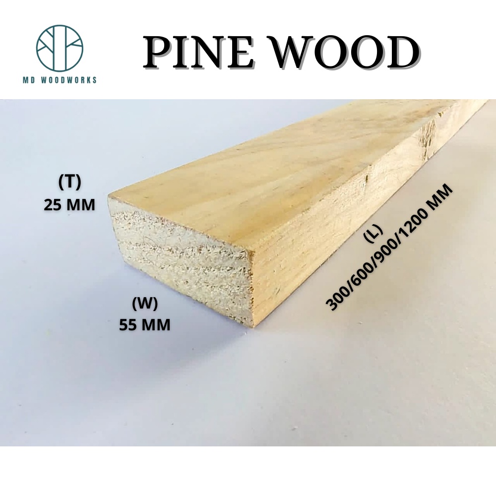 Pine Wood Plank - Thickness 25mm X Width 55mm -Siap Ketam Macam Baru | Shopee Malaysia