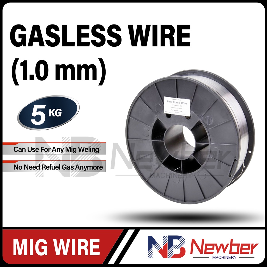 Newber 5 KG x 1.0mm MIG Gasless Wire - FLUX CORED Mig Gasless Wire (Silver) Can Use For Every ...