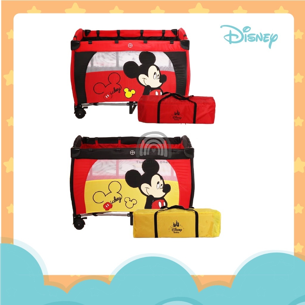 Official Original Disney Baby Mickey 2 Layers Playpen Bed Crib Playpens ...