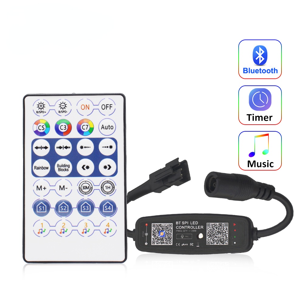 WS2811 WS2812B RGB LED Controller Bluetooth Music USB 5V 12V DC 24V Addressable LED Tape Pixel ...