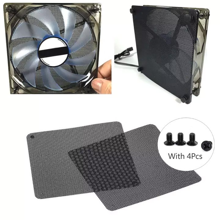 PVC Computer Fan Dust Filter Net Dustproof Cover Guard Black PC Cooler ...