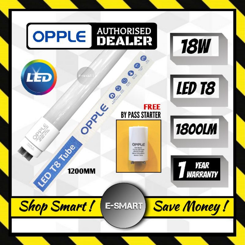 10PCS OPPLE / PHILIPS ECOFIT 18W T8 LED TUBE DAY LIGHT 4FT 1200MM ...