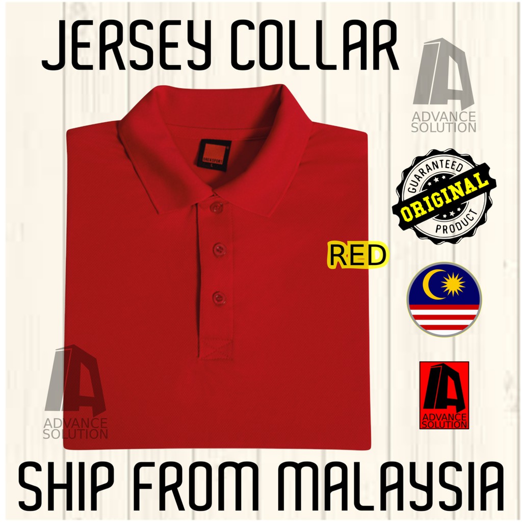 Jersi Red Collar Short Sleeve Oren Sport Baju Jersey Tshirt Lengan ...