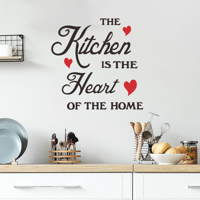 Wall Sticker English Slogan the Kitchen Is the Heart of the Home Wall ...