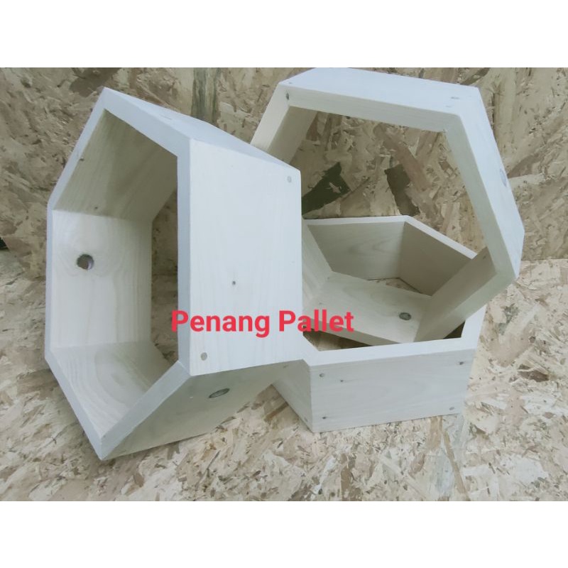Rak Heksagon / Hexagon Shelf Saiz Besar Dari Kayu Pine 🔥🔥🔥 | Shopee ...