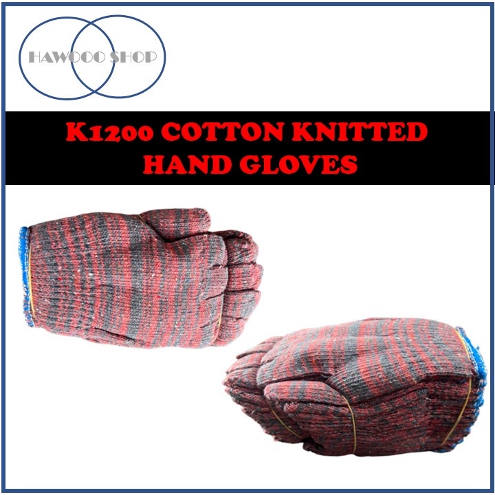 【1DOZ】1200# 850GM Cotton Knitted Hand Glove (Thick Type) / Sarung ...
