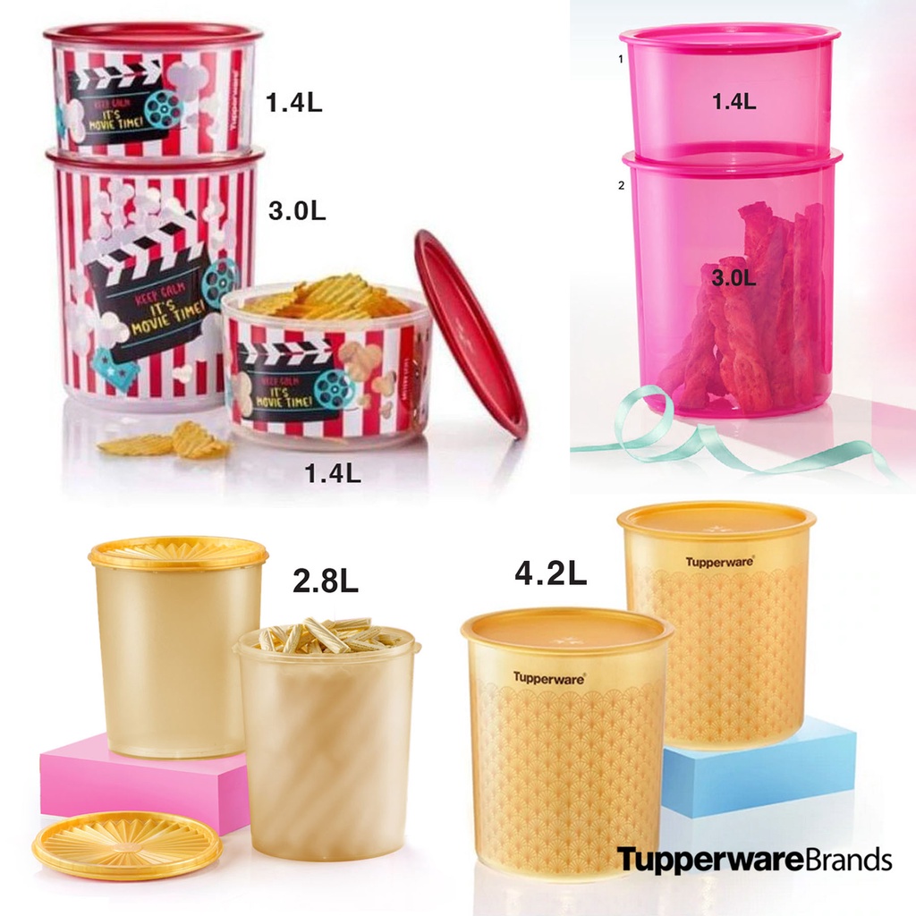 Tupperware Deco Canister (2) 2.8L / Movie Snack One Touch Set (3pcs ...